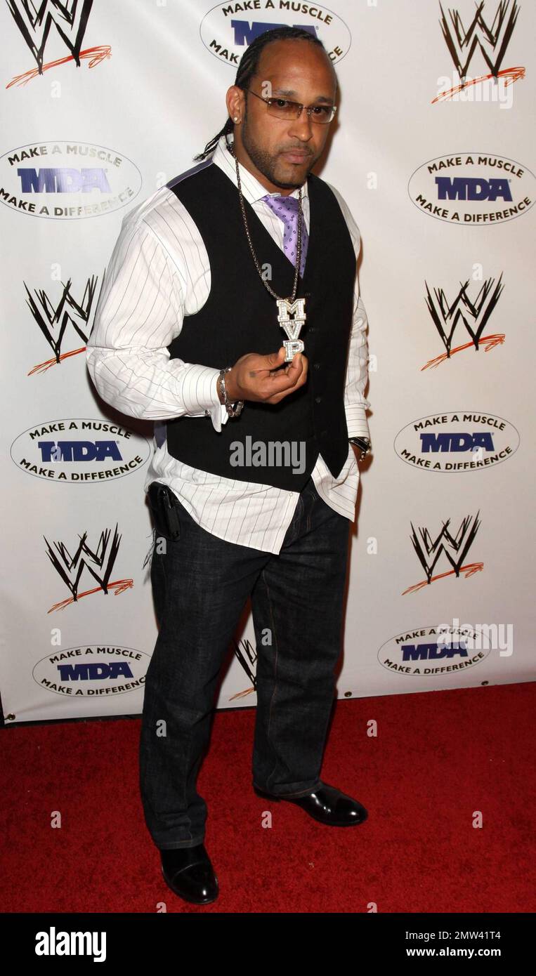 WWE Superstar MVP (aka Montel Vontavious Porter) poses on the red ...