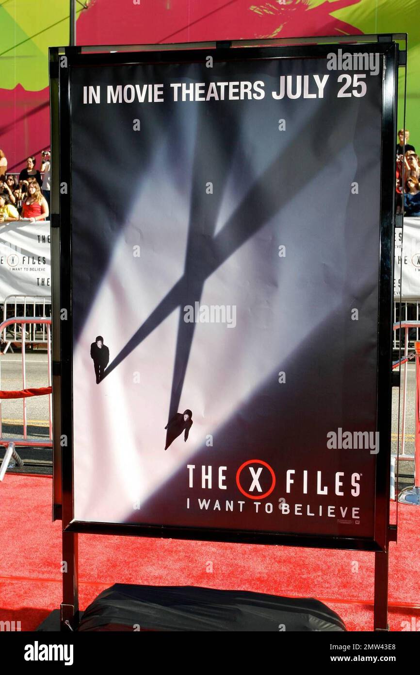 Poster at the world premiere of "The X-Files: I Want to Believe" at ...
