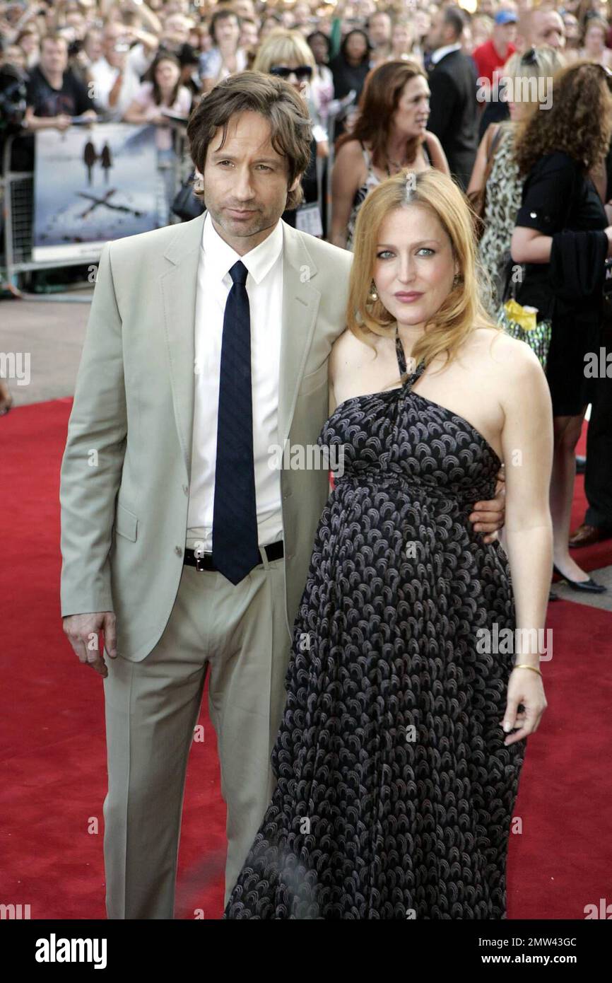Gillian Anderson and David Duchovny appearing at the UK premiere of the new film "X Files: I ...