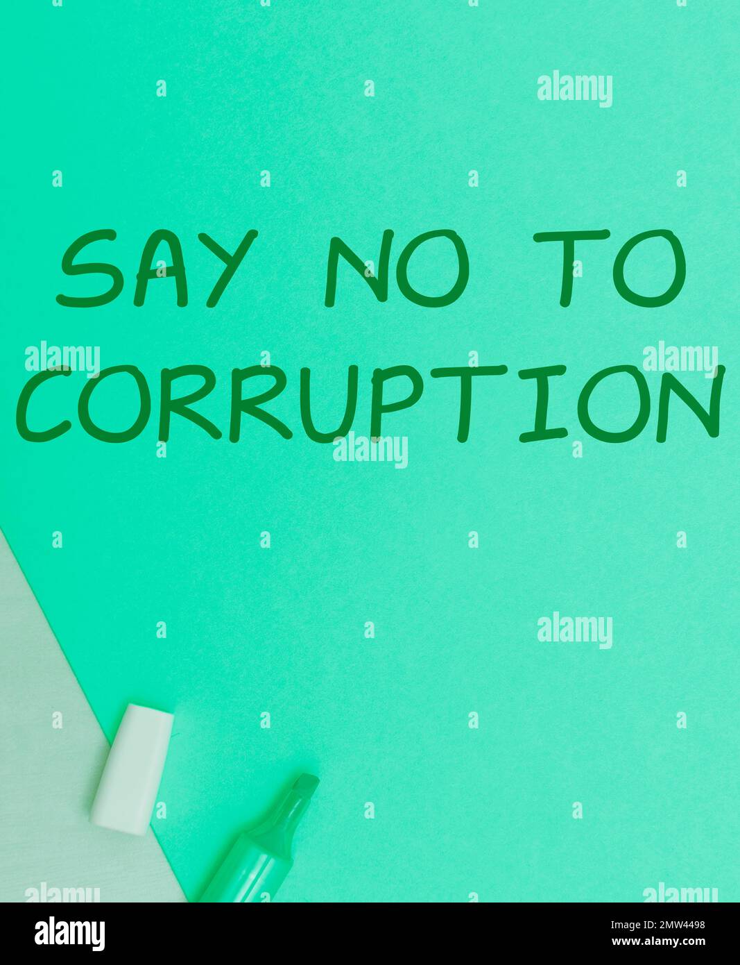 Sign displaying Say No To Corruption. Business idea Introducing ...