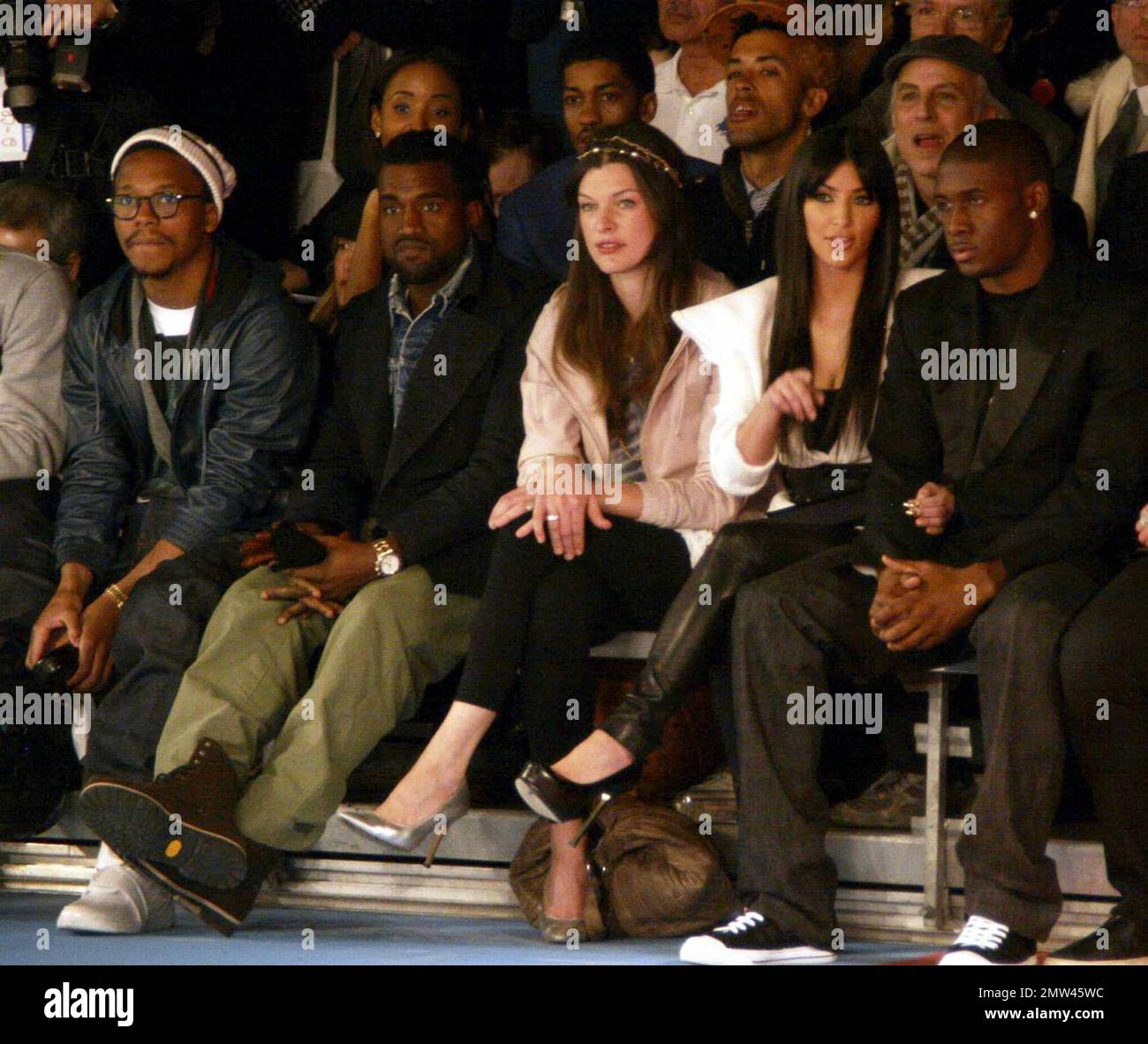 Kanye West, Milla Jovovich, Kim Kardashian and boyfriend Reggie Bush ...