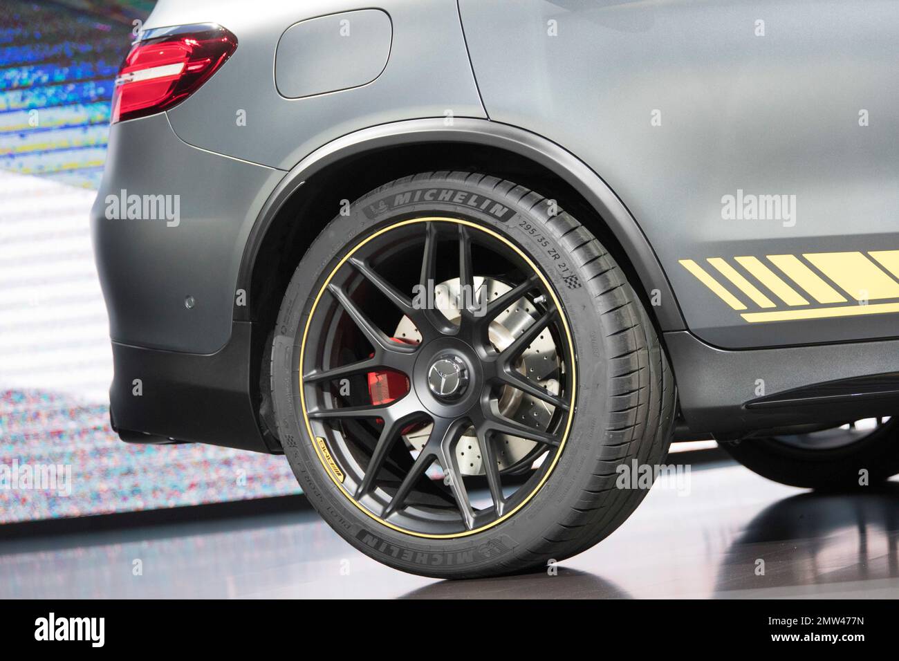 The a detail of the Mercedes AMG GL63 Coupe is photographed while on ...