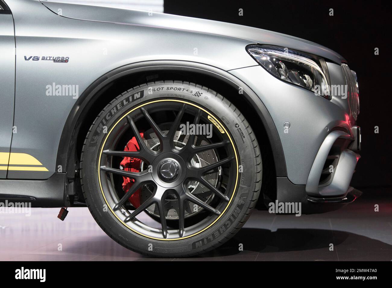 The a detail of the Mercedes AMG GL63 Coupe is photographed while on ...
