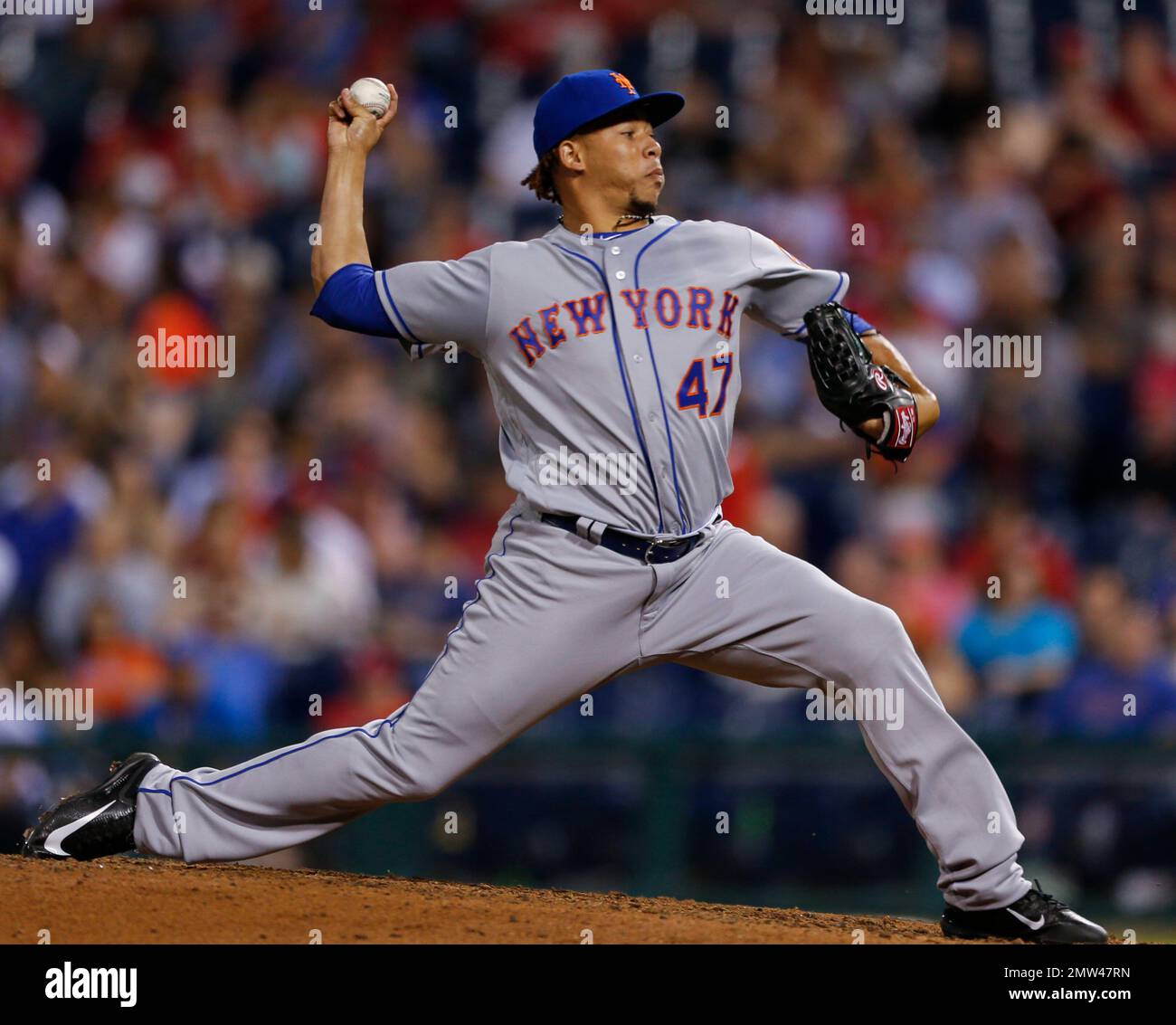 New York Mets relief pitcher Hansel Robles (47) in action during a ...