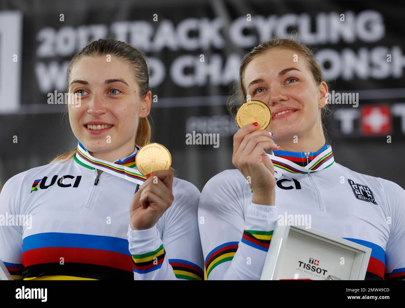 Russia's Daria Shmeleva, left, and Anastasiia Voinova celebrate on the ...