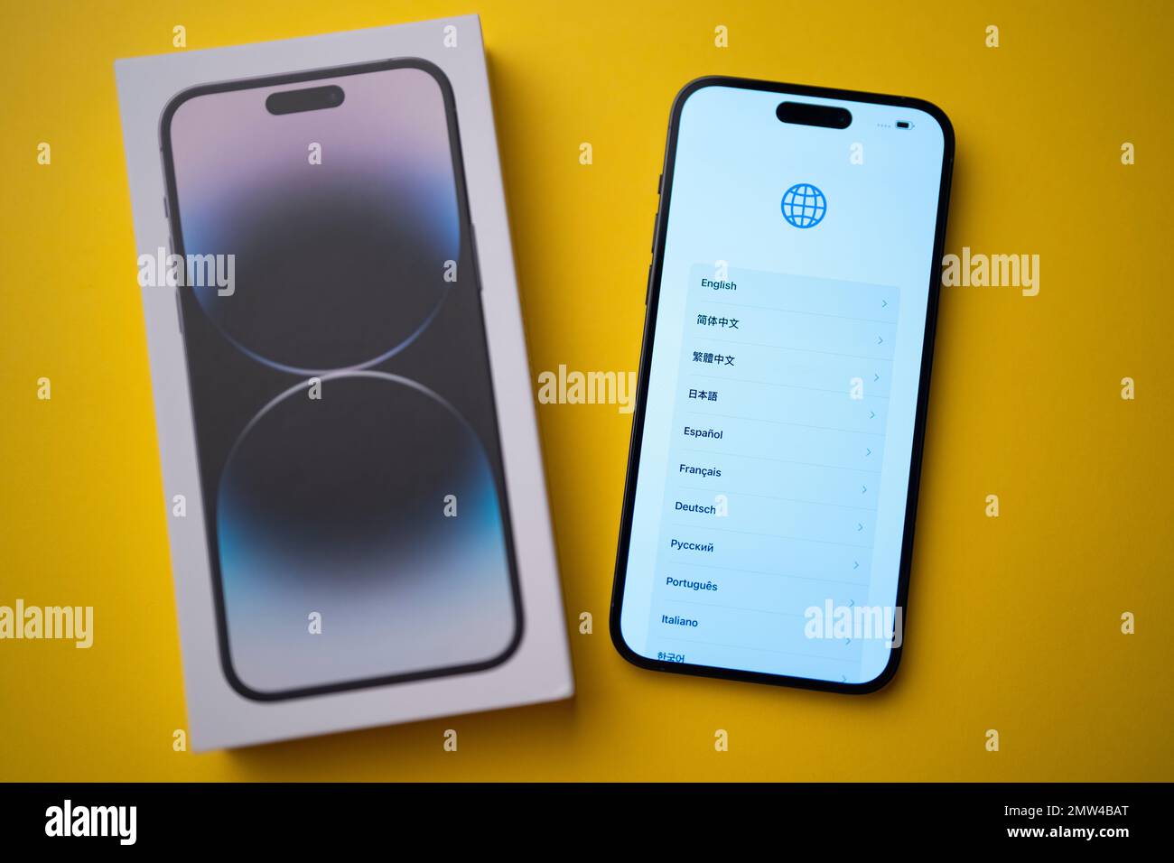 Brand new Apple iPhone 14 Pro Max unboxed and turned on. New features ...