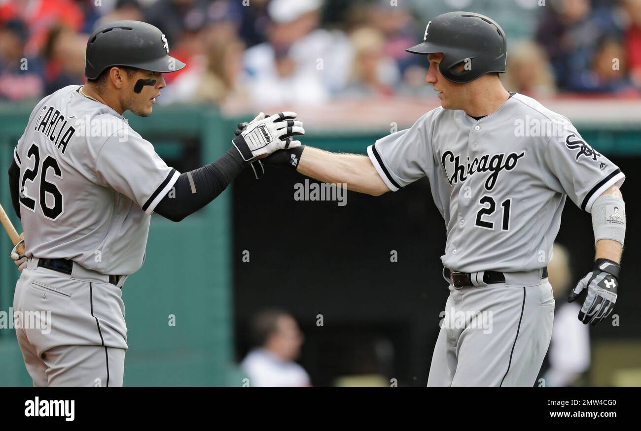 Chicago White Sox's Todd Frazier (21) celebrates with Avisail Garcia ...