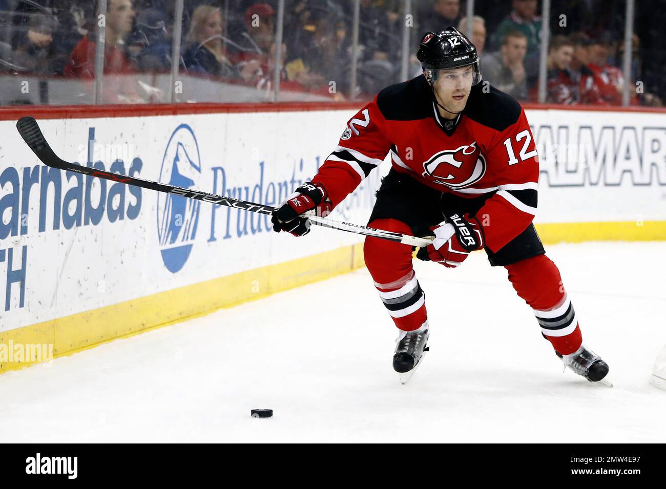 New Jersey Devils defenseman Ben Lovejoy skates against the Pittsburgh ...