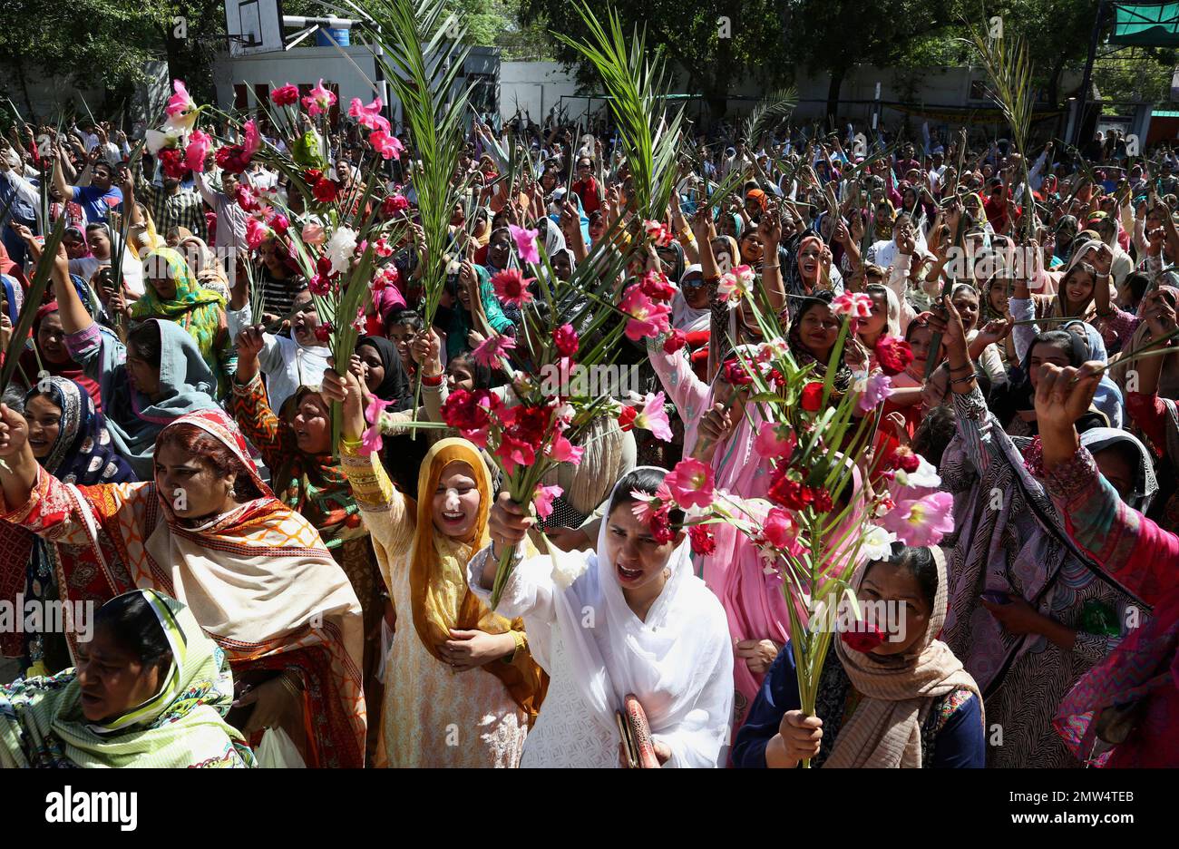 Pakistani Christians attend a Palm Sunday mass in St. Anthony church in ...