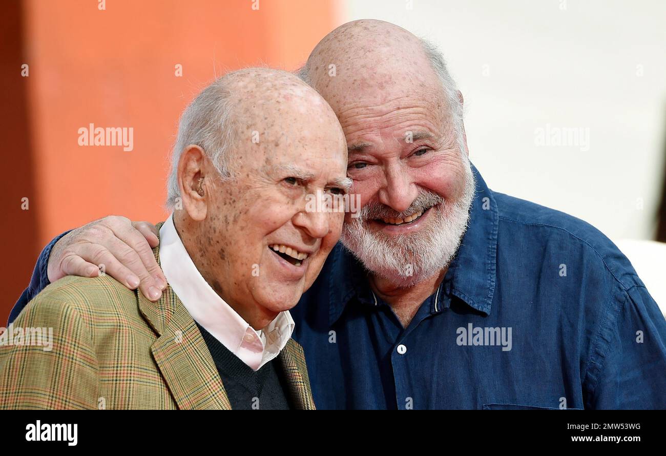 Carl Reiner, left, and his son Rob Reiner pose together following a ...