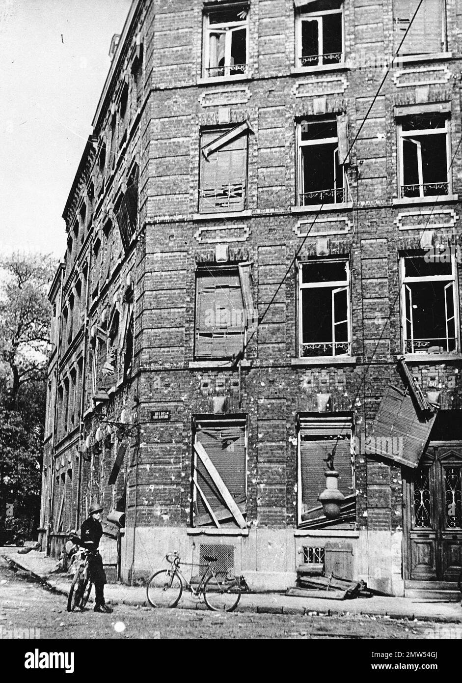 This building was a base for snipers in Dunkirk, English Channel port ...