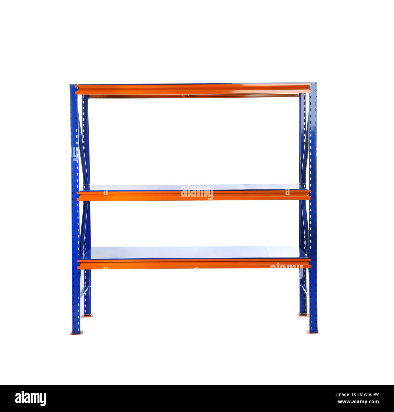 Empty metal shelving unit isolated on white Stock Photo - Alamy