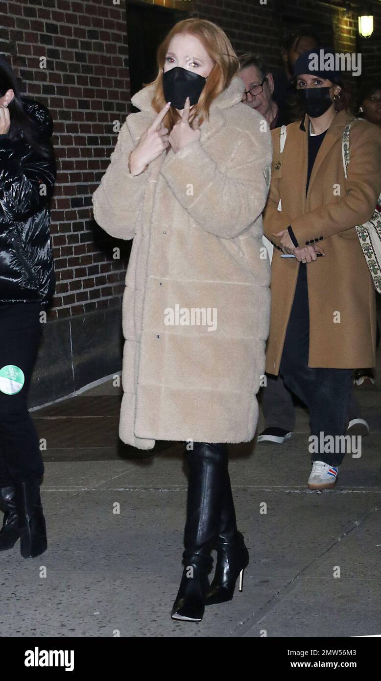 Jessica Chastain bundled up outside the Ed Sullivan Theater -PICTURED ...