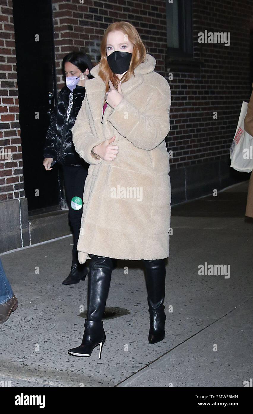 Jessica Chastain bundled up outside the Ed Sullivan Theater -PICTURED ...