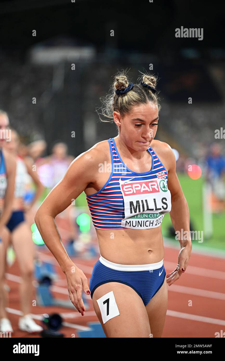 Holly Mills participating in the 200 meters of the European Athletics Championships in Munich ...