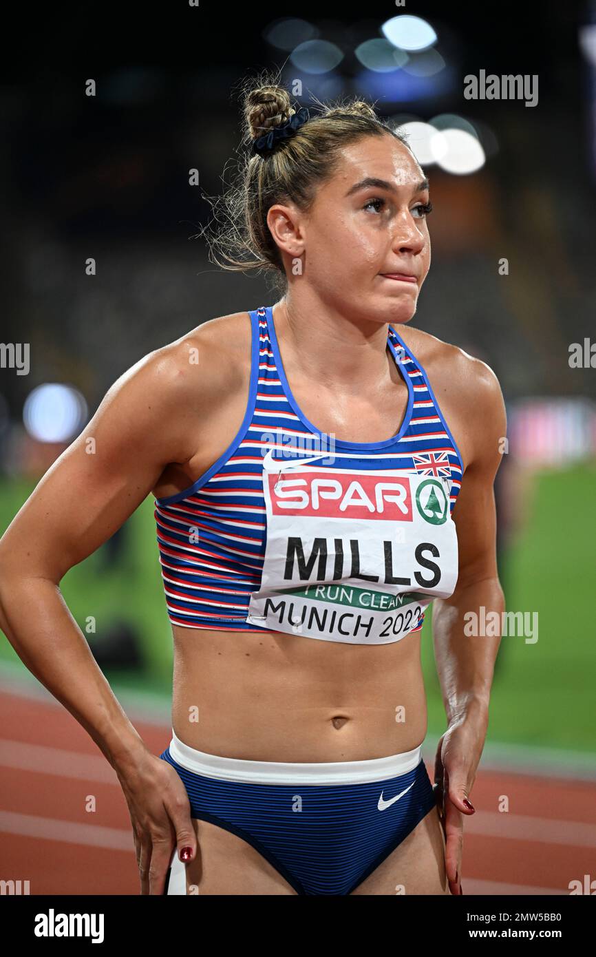 Holly Mills participating in the 200 meters of the European Athletics Championships in Munich ...