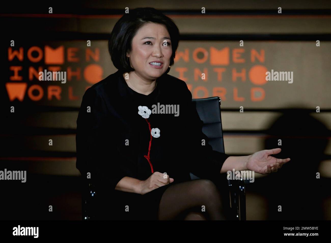 Co-Founder and CEO of SOHO China Zhang Xin speaks during the Women in ...