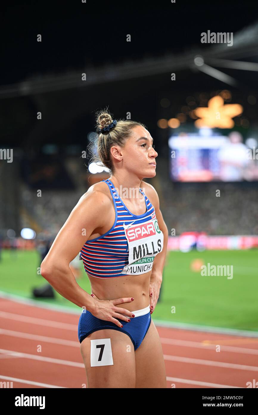Holly Mills participating in the 200 meters of the European Athletics Championships in Munich ...