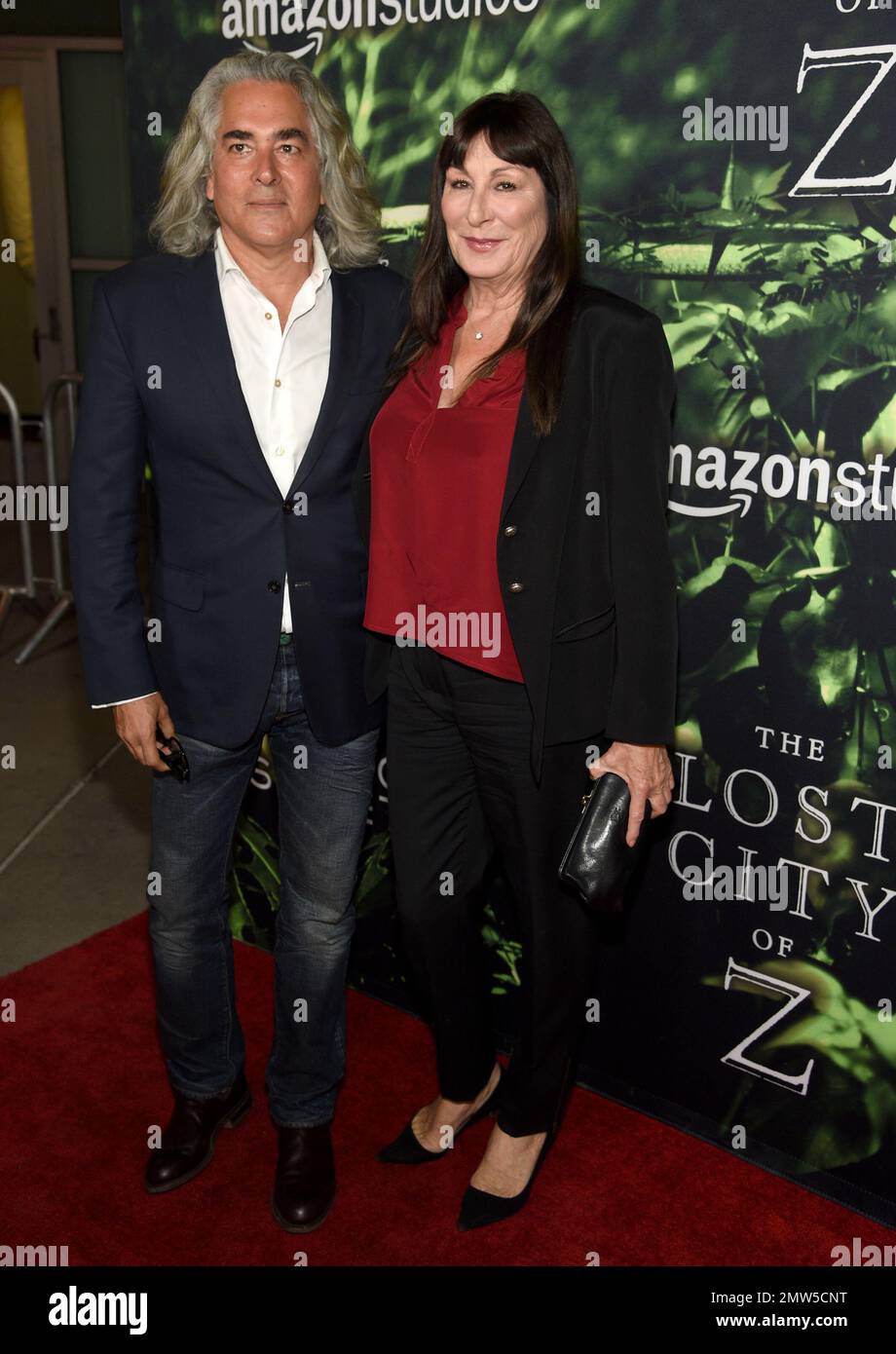 Mitch Glazer, left, and Anjelica Huston arrive at the Los Angeles ...