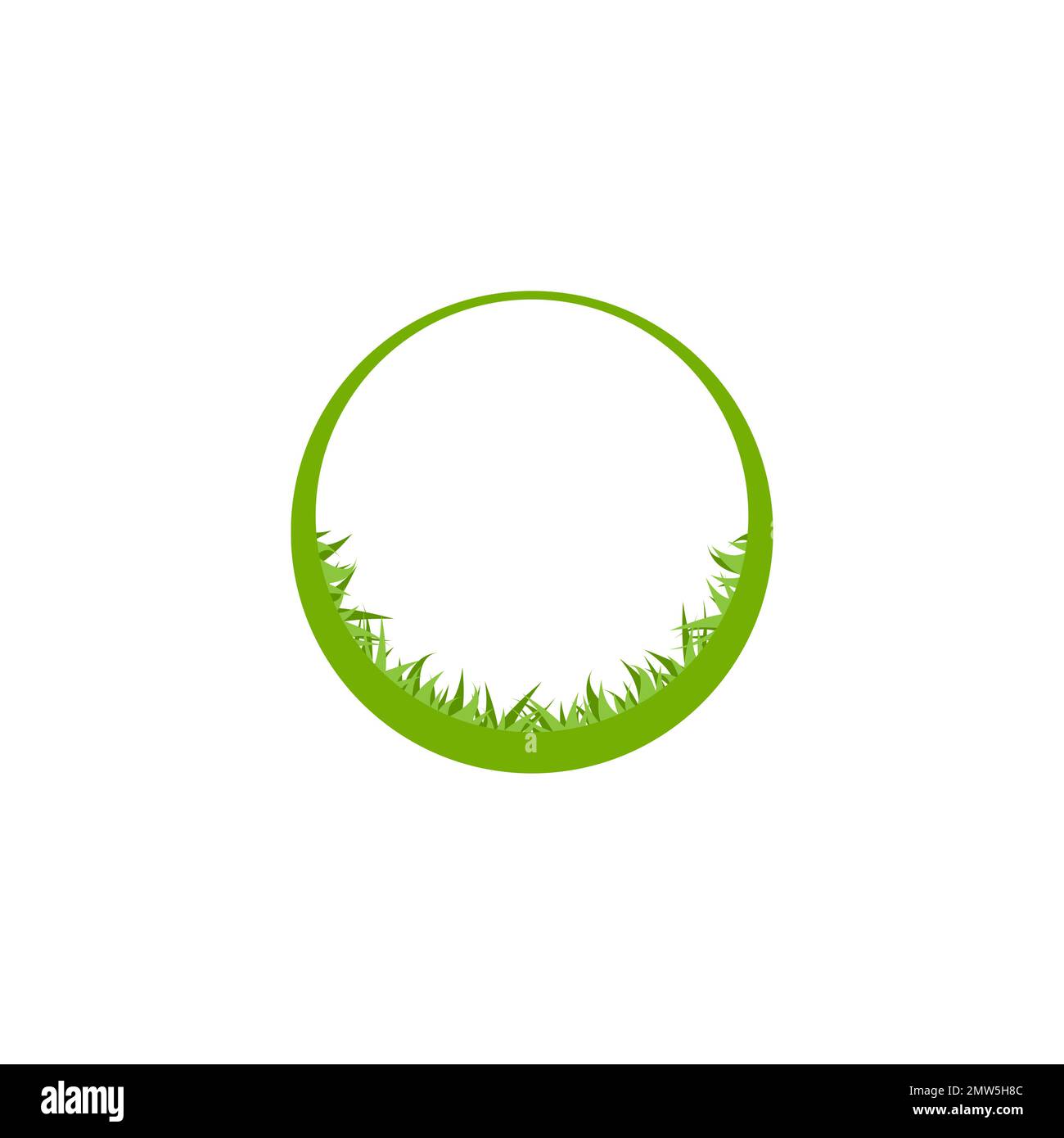 Round frame with grass isolated on white. organic label. Natural, fresh ...