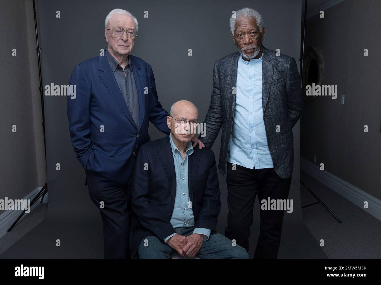 In this March 27, 2017 photo, actors Michael Caine, Morgan Freeman and ...