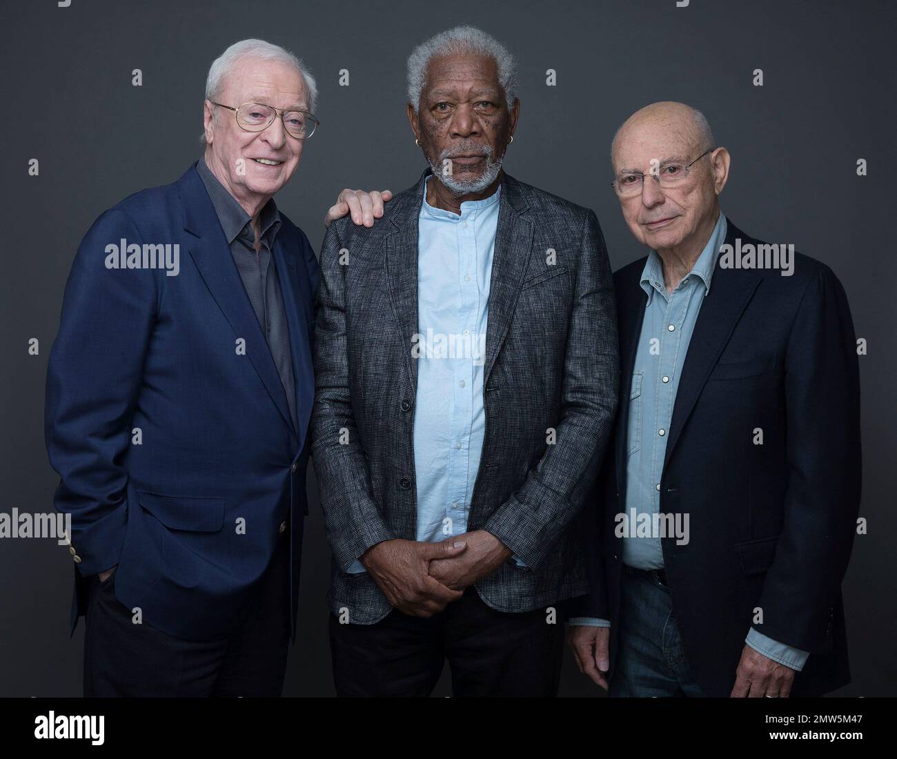 In this March 27, 2017 photo, actors Michael Caine, Morgan Freeman and ...