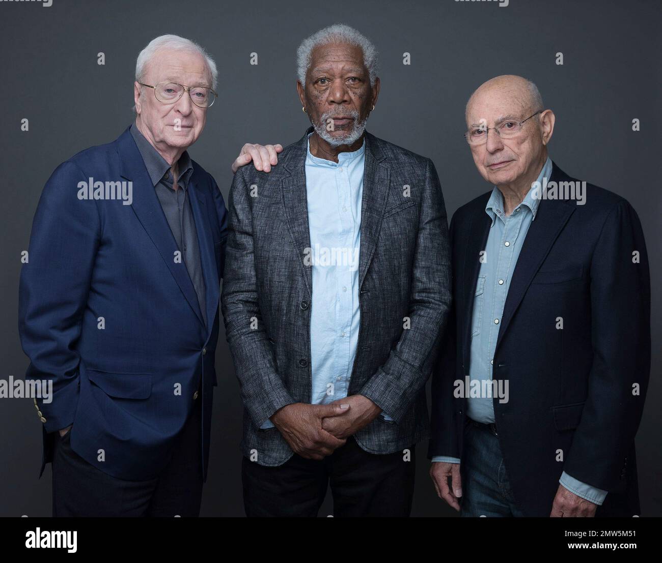 In this March 27, 2017 photo, actors Michael Caine, Morgan Freeman and ...