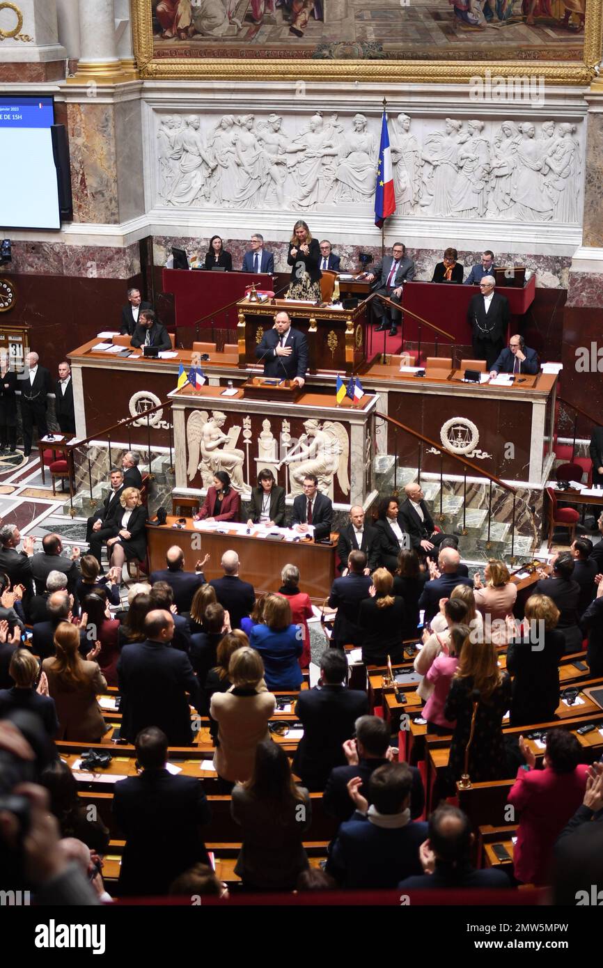Rouslan Stefantchouk, President of Ukraine Parliament, attends the National Assembly in Paris ...