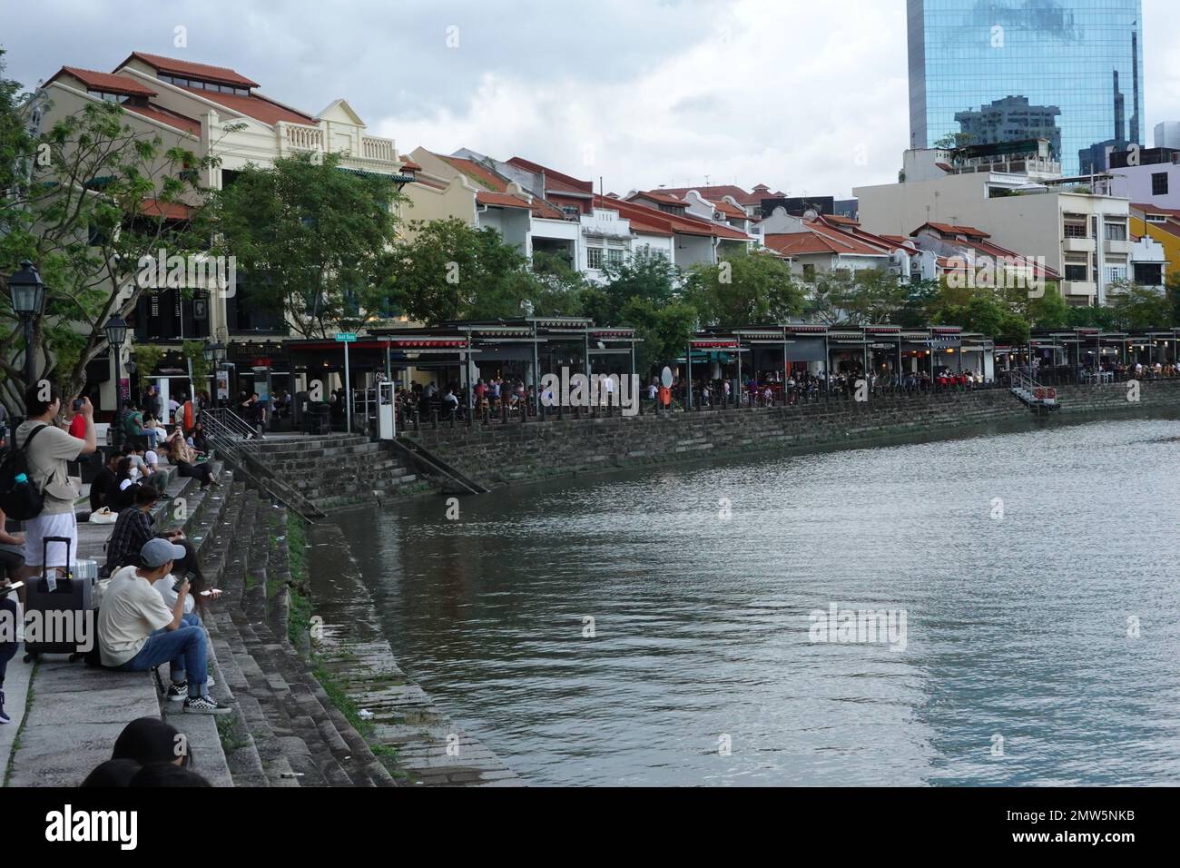Boat Quay, a historic quay on the Singapore River, Singapore Stock ...