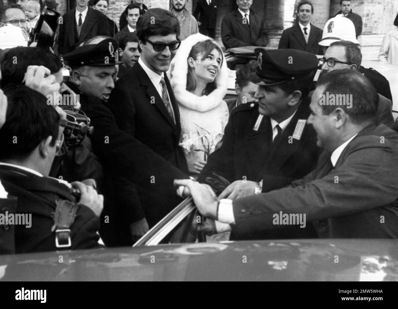 Paul Getty Jr., in dark glasses, and his bride, actress Talitha Pol ...