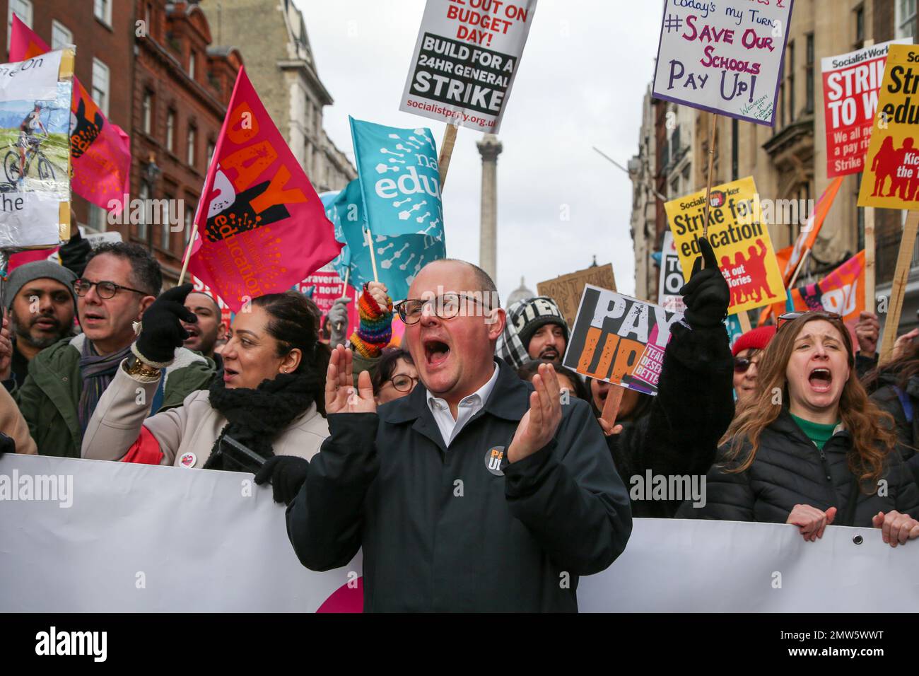 London, UK. 01st Feb, 2023. Kevin Courtney, joint General Secretary of ...