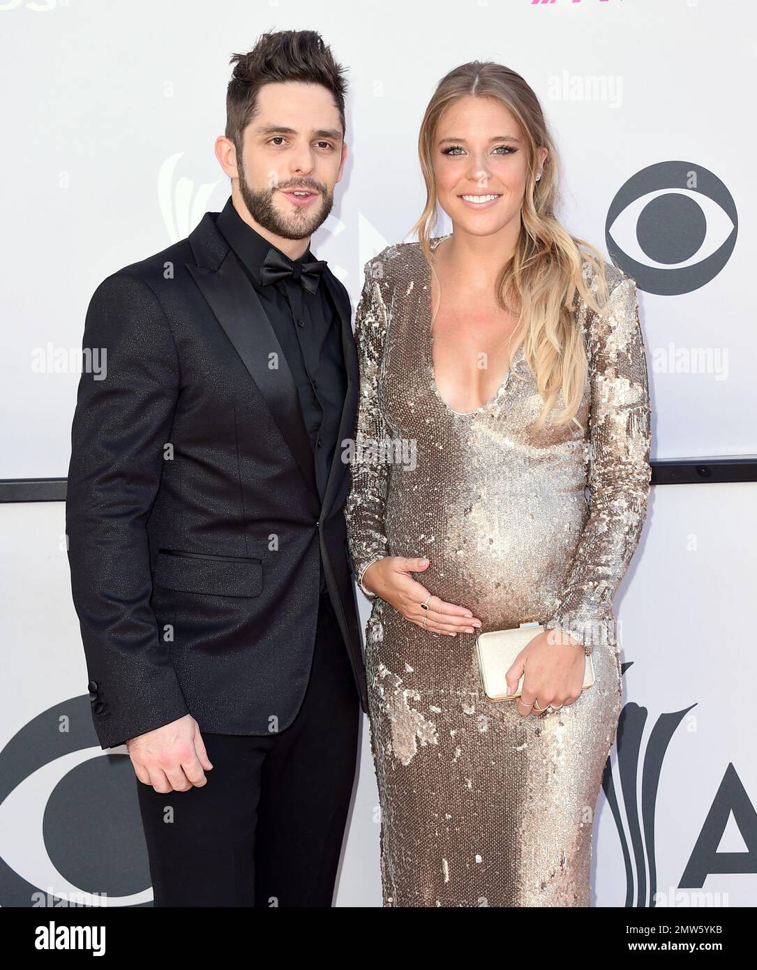 Thomas Rhett, left, and Lauren Gregory arrive at the 52nd annual ...