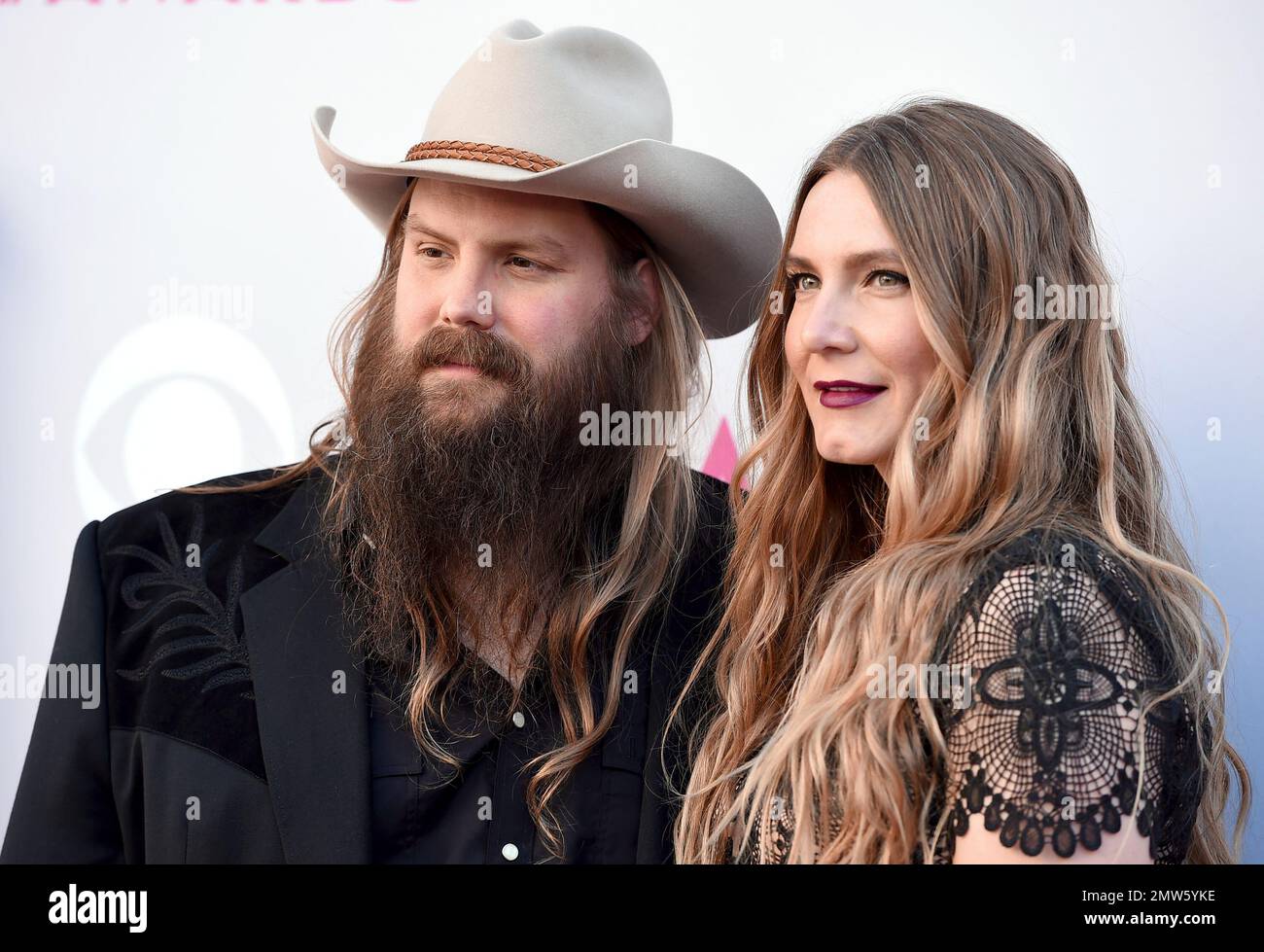 Chris Stapleton, left, and Morgane Stapleton arrive at the 52nd annual ...