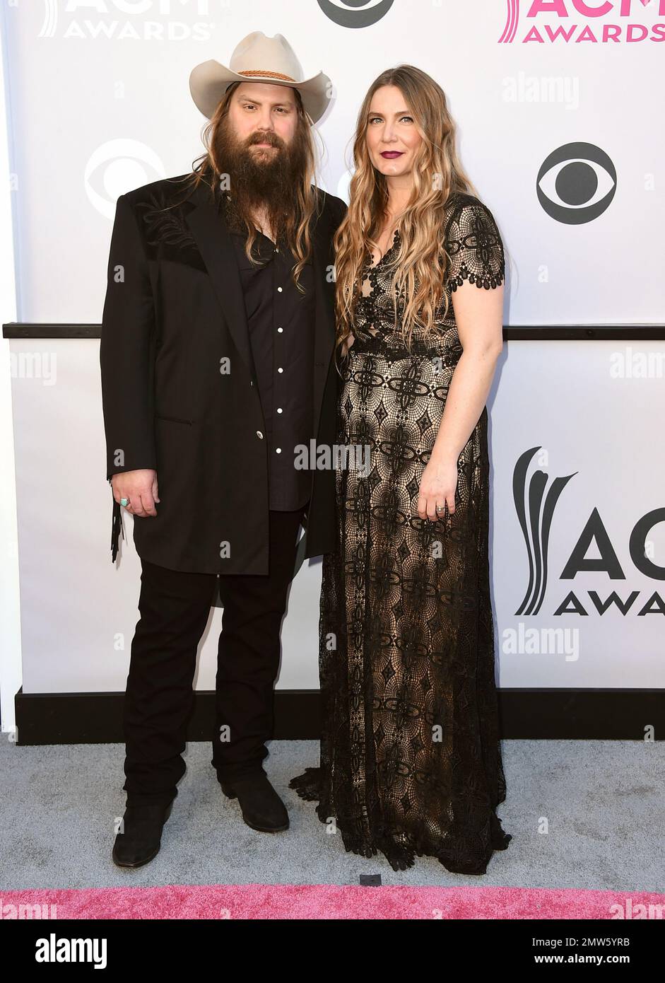 Chris Stapleton, left, and Morgane Stapleton arrive at the 52nd annual ...