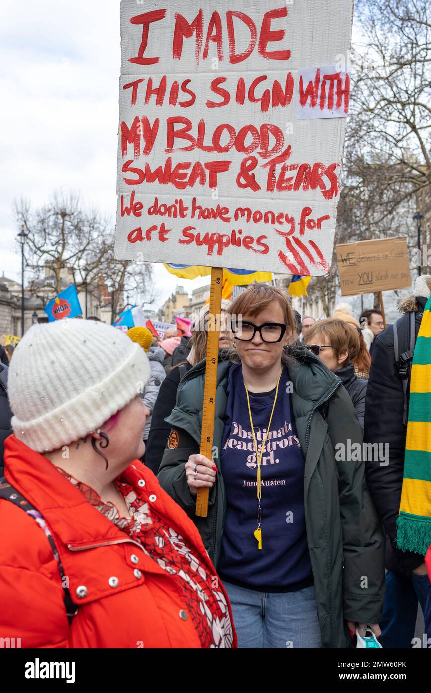 London, England, UK 01/02/2023 The largest strike in a decade takes ...