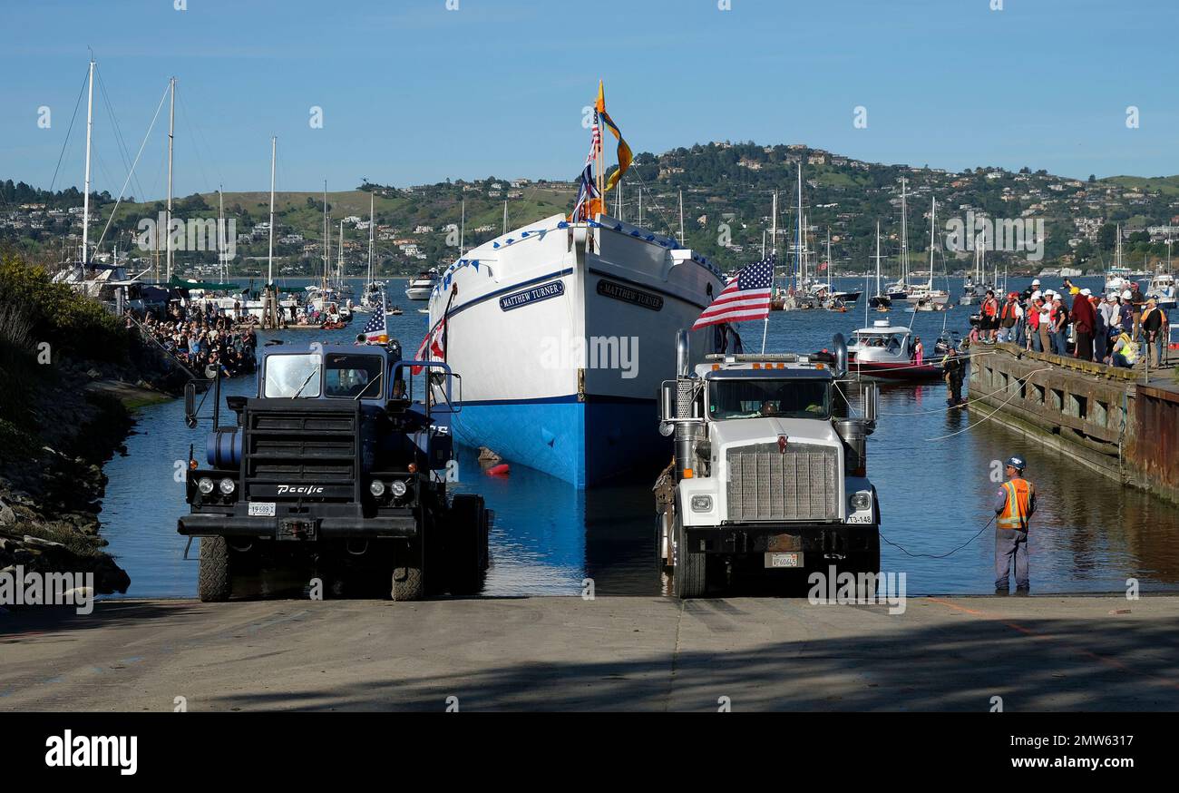 The 100-foot-long educational tall ship Matthew Turner slides into the ...