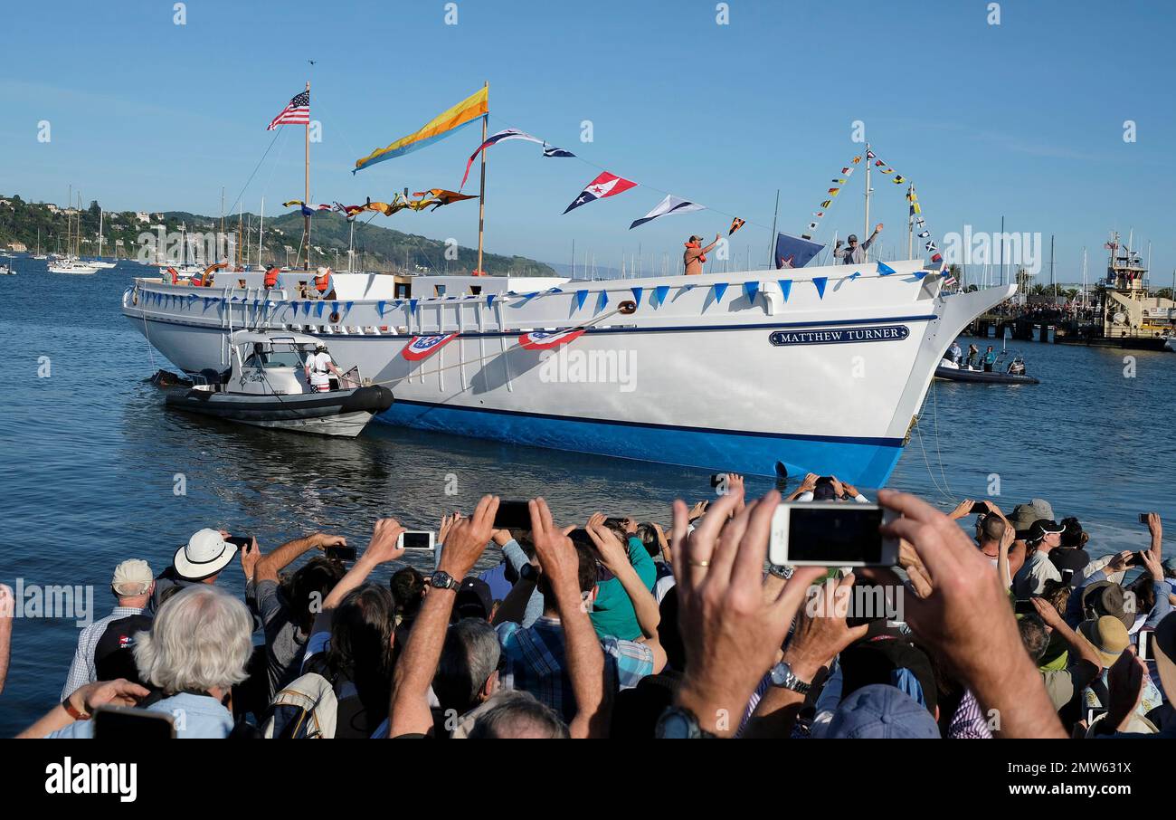 The 100-foot-long educational tall ship Matthew Turner slides into ...