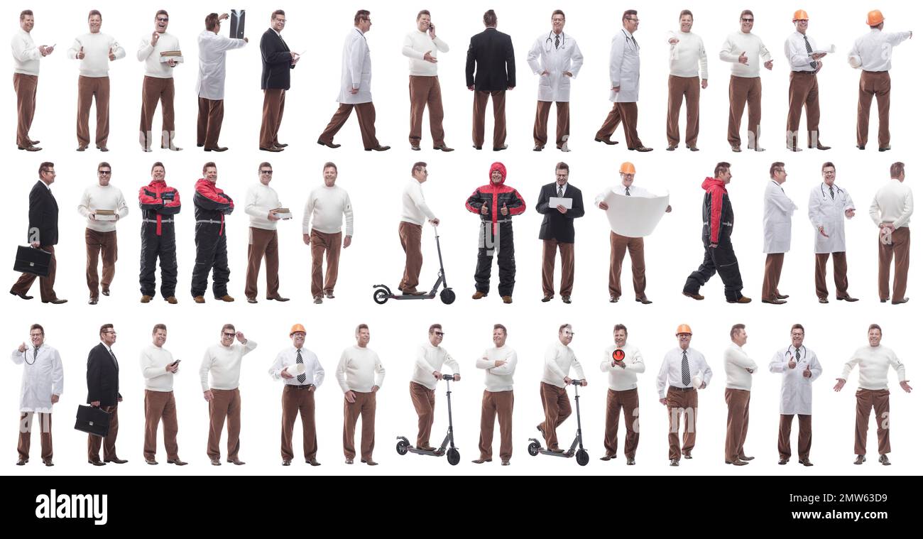 collage of a man in full growth displaying many professions and ...