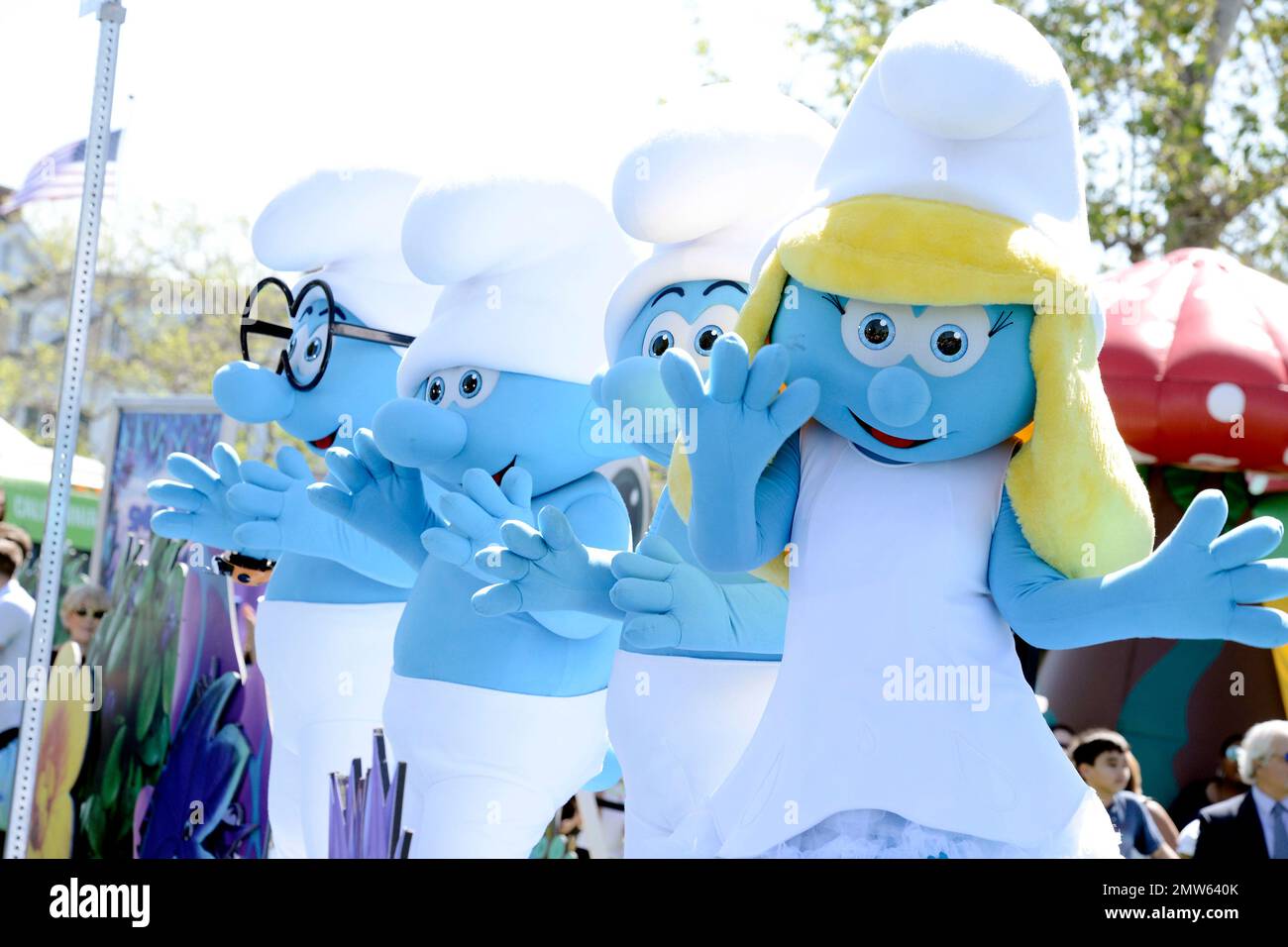 Brainy, Hefty, Clumsy and Smurfette seen at Columbia Pictures and Sony ...