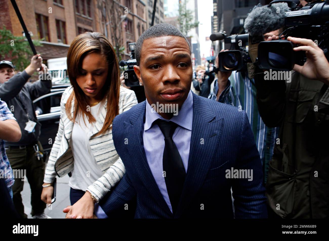 FILE - In this Nov. 5, 2014, file photo, Ray Rice arrives with his wife ...