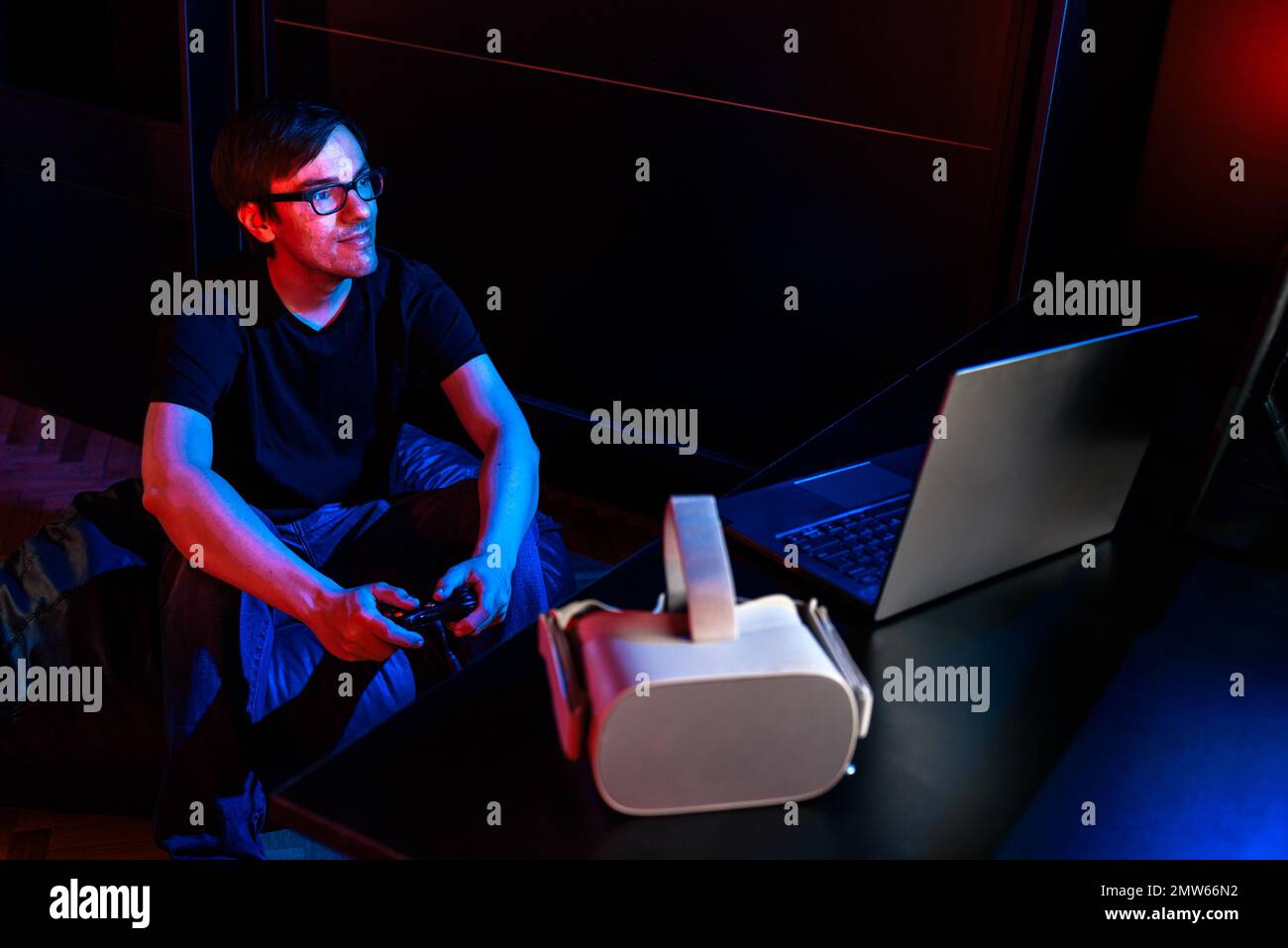 Gamer Man Playing at Home Stock Photo - Alamy