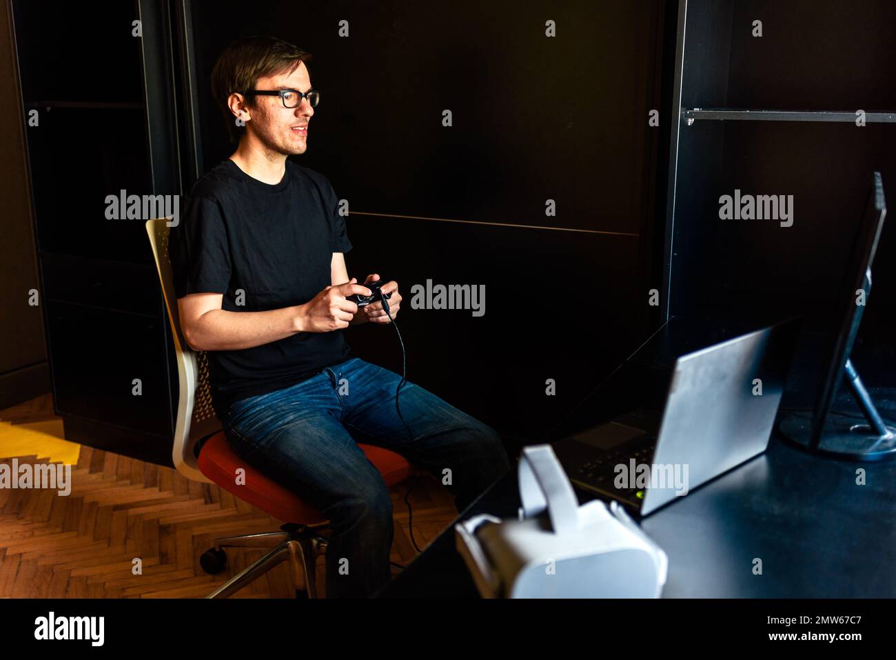 Joystick portrait gamer in hi-res stock photography and images - Alamy