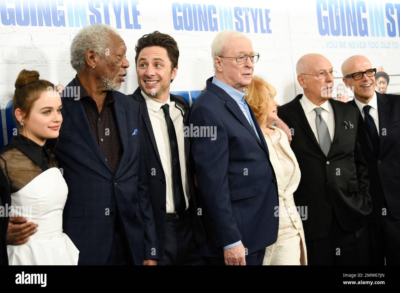 Actors, from left, Joey King, Morgan Freeman, director Zach Braff ...