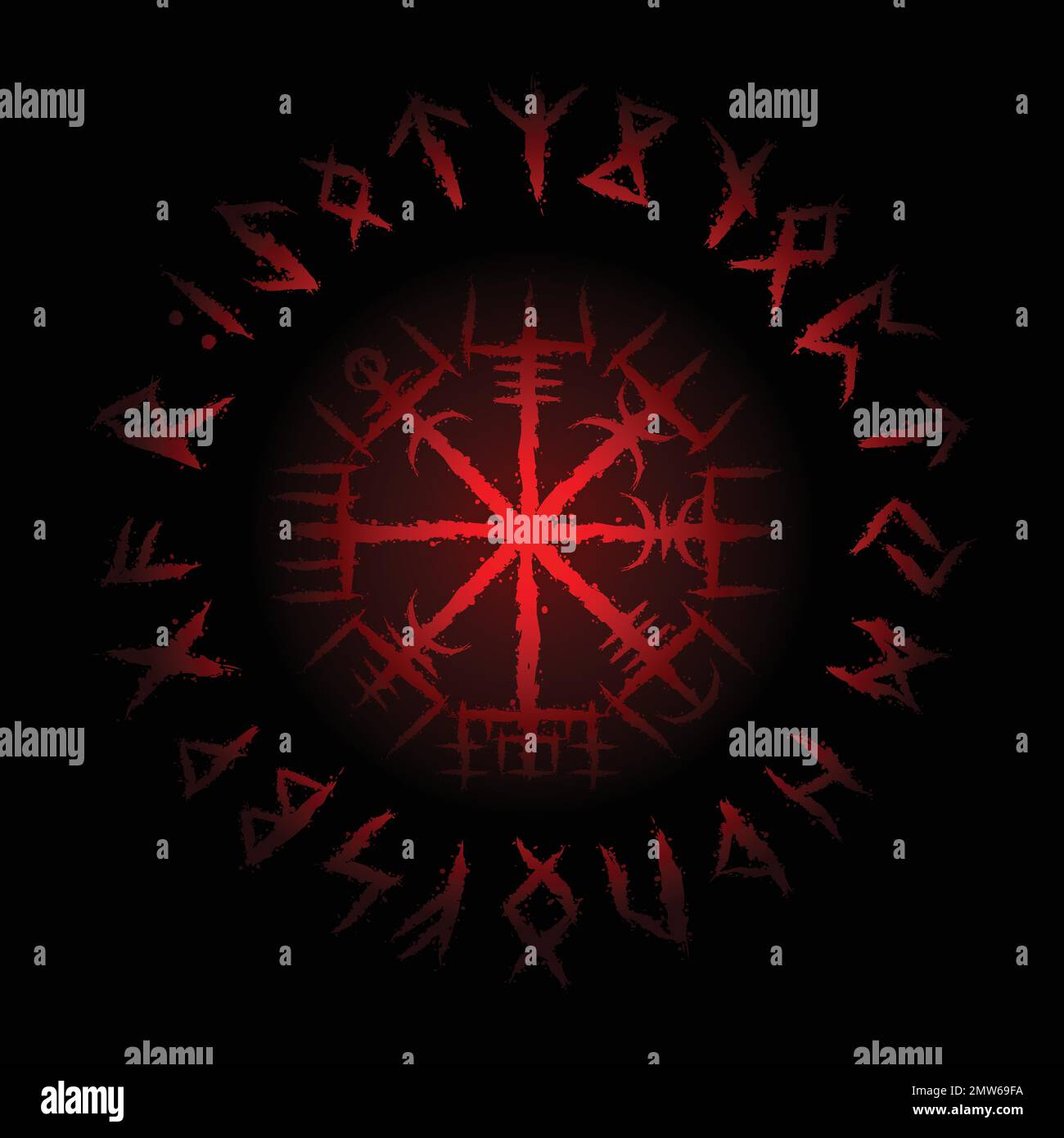 Vegvisir viking symbol with runes Stock Vector Image & Art - Alamy