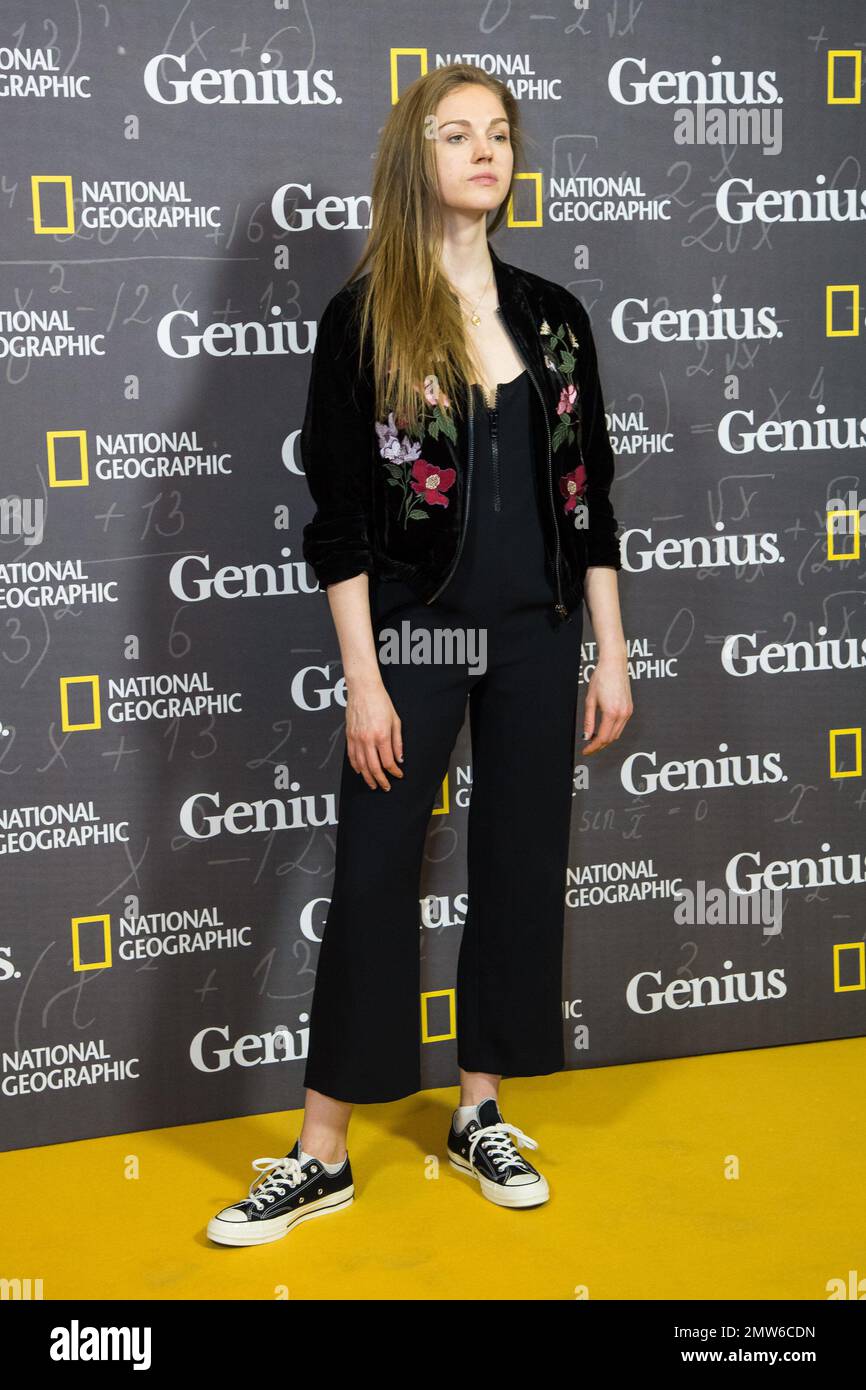 Angelica Rush Poses For Photographers Upon Arrival At The Premiere Of The Film Genius In