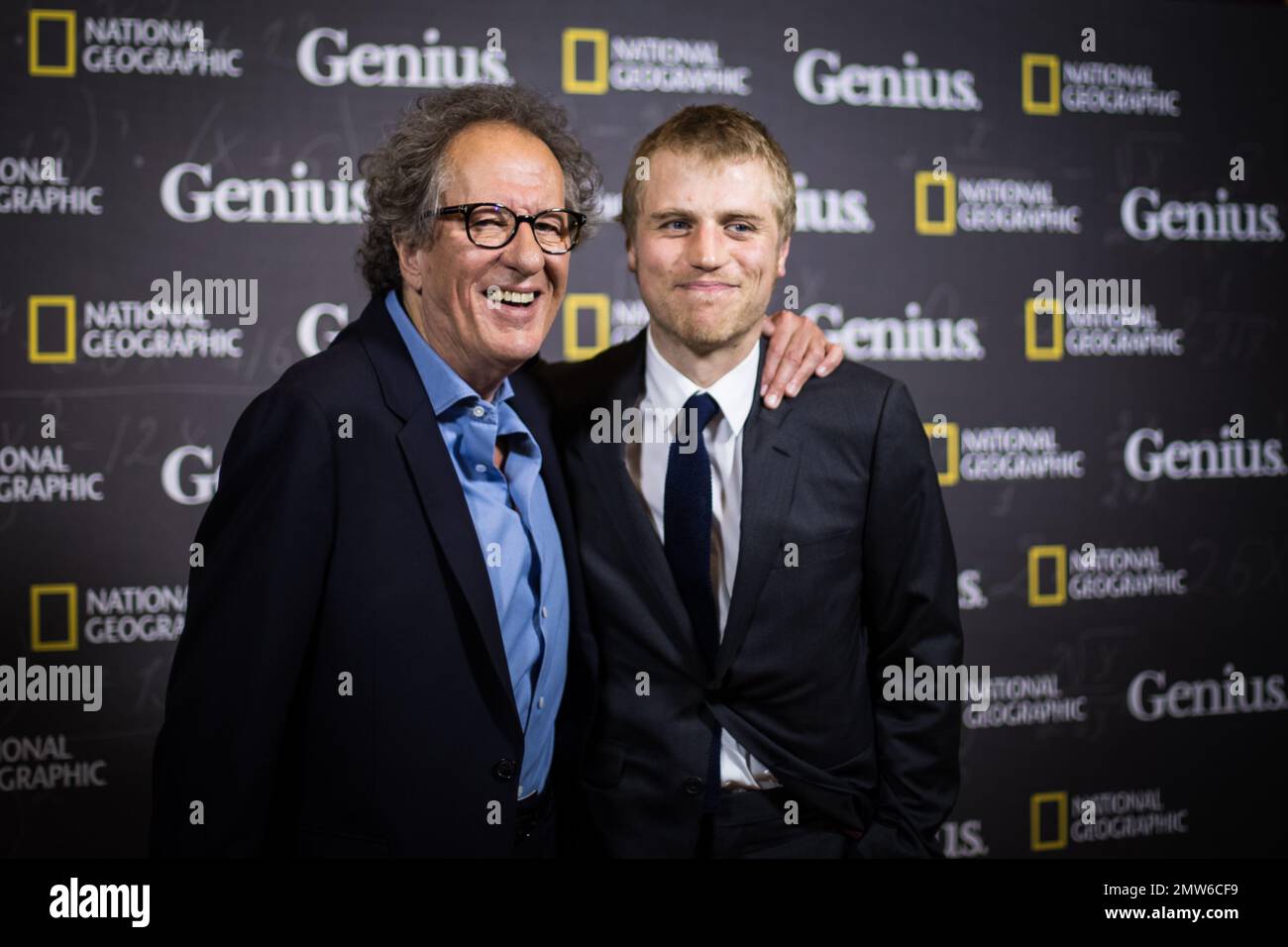 Geoffrey Rush and Johnny Flynn pose for photographers upon arrival at ...