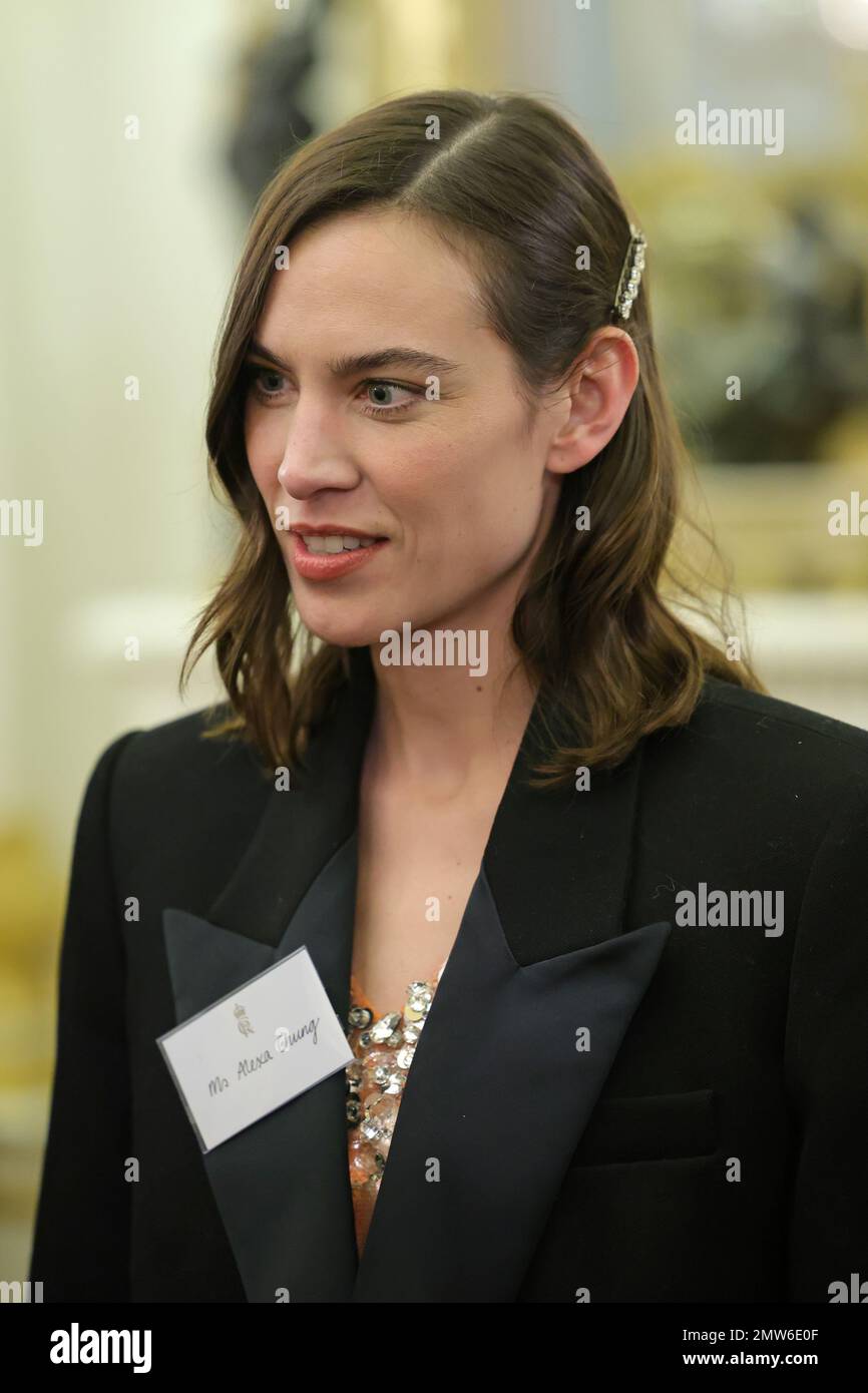 Alexa Chung during a reception hosted by King Charles III and the Queen ...