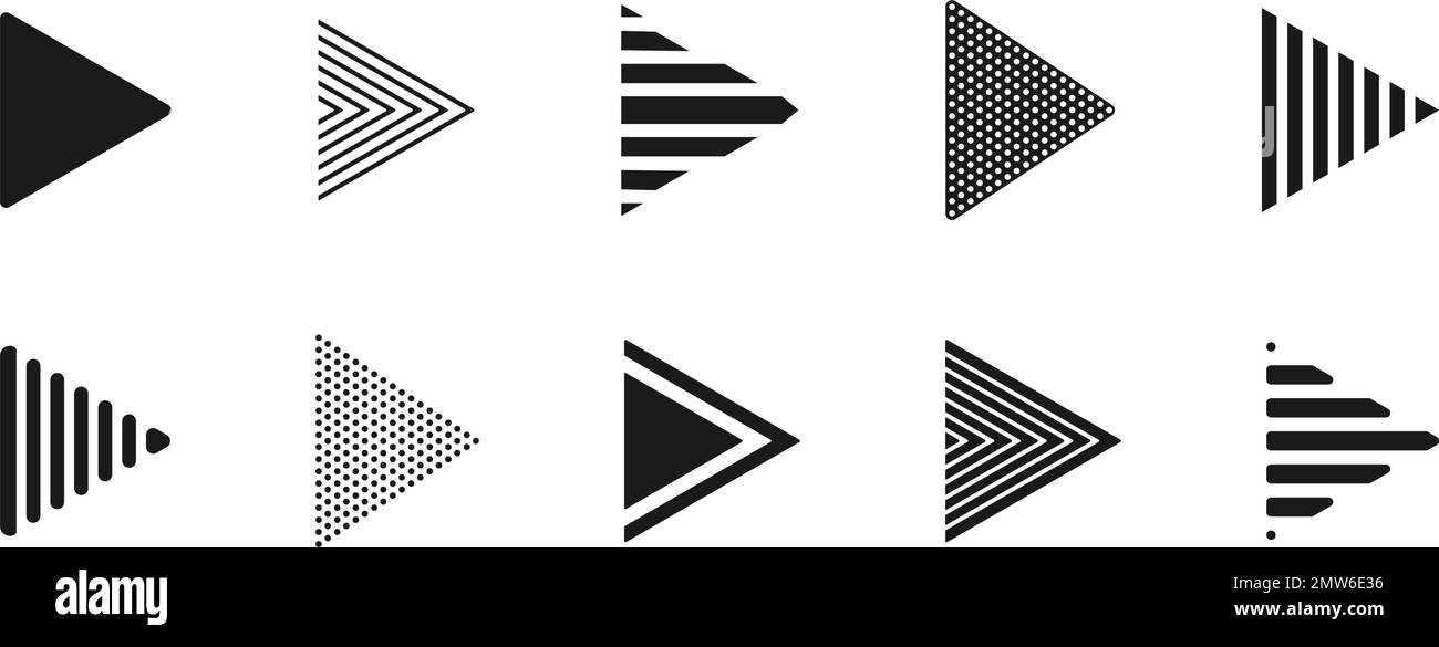 Icon Set of black arrows with variety of geometric patterns. Arrow icon ...
