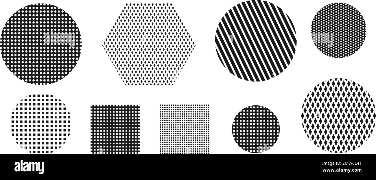 Collection of geometric shapes with decorative patterns. Circle ...
