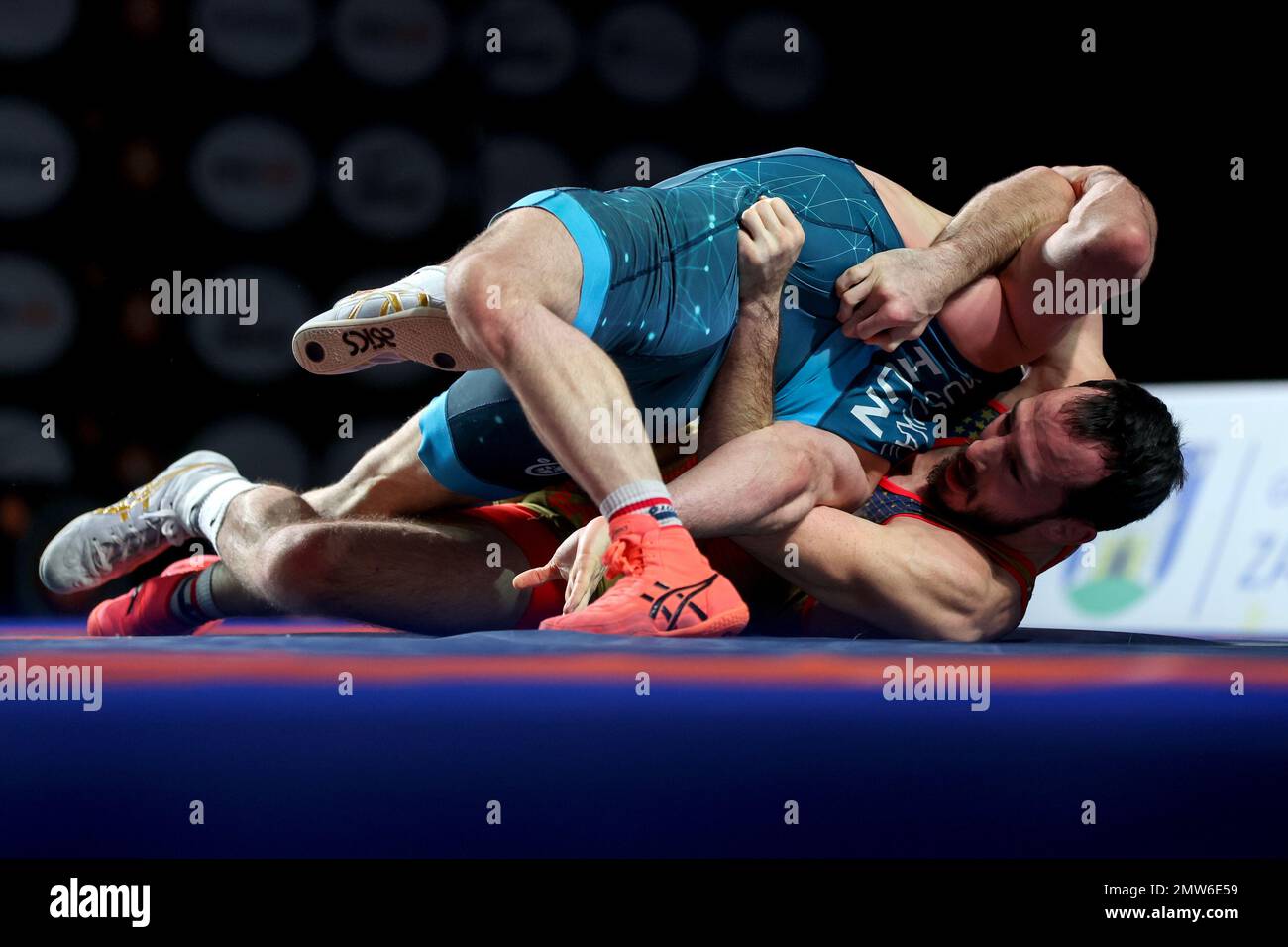 ZAGREB, CROATIA – FEBRUARY 01: Evan Richard Henderson of USA competes ...